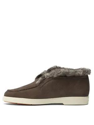 Santoni Ankle Boots With Fur Trim