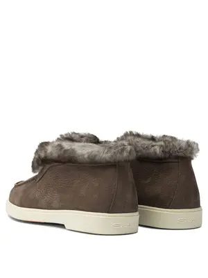 Santoni Ankle Boots With Fur Trim