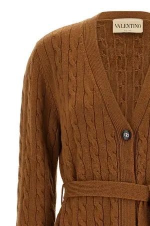 Valentino Garavani Belted Cable-knit Cardigan