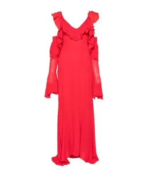 Blumarine Ruffled Cold-shoulder Maxi Dress
