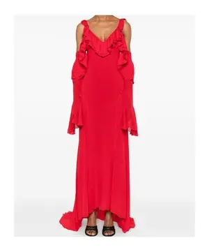 Blumarine Ruffled Cold-shoulder Maxi Dress