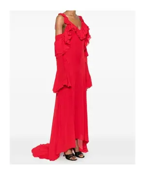 Blumarine Ruffled Cold-shoulder Maxi Dress