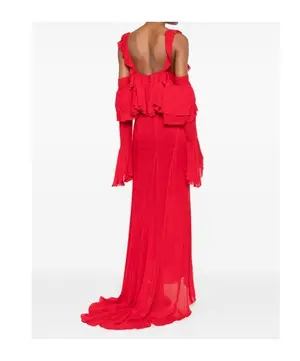 Blumarine Ruffled Cold-shoulder Maxi Dress