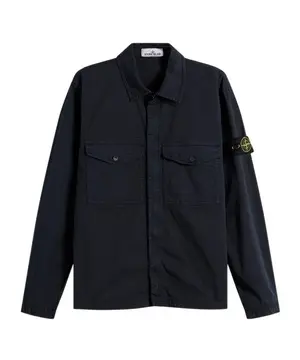 Stone Island Long Sleeve Collared Jacket With Pocket Details - Navy