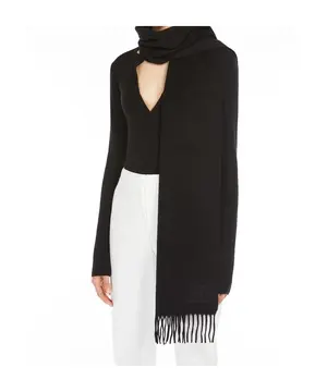 Max Mara Dalia Logo-embroidered Fringed Cashmere Scarf