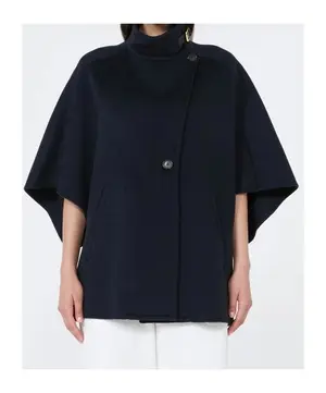 Max Mara Derrik High Neck Cape - Midnight Blue