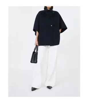 Max Mara Derrik High Neck Cape - Midnight Blue