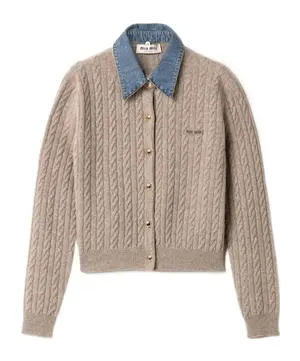 Miu Miu Wool And Cashmere Cardigan - Grey