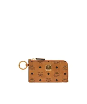 Mcm Zipper Card Holder - Brown