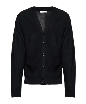 LEMAIRE Long Sleeved V-neck Cardigan With Ribbed Details
