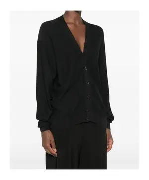 LEMAIRE Long Sleeved V-neck Cardigan With Ribbed Details