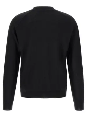 LEMAIRE Long Sleeved V-neck Cardigan With Ribbed Details - Black