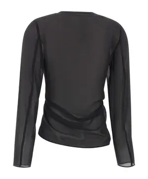 MAISON MARGIELA Gathered Chiffon V-neck Top