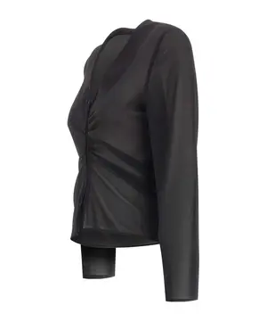 MAISON MARGIELA Sheer Gathered V-neck Top