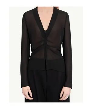 MAISON MARGIELA Sheer Gathered V-neck Top