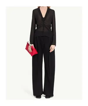 MAISON MARGIELA Sheer Gathered V-neck Top