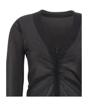 MAISON MARGIELA Sheer Gathered V-neck Top