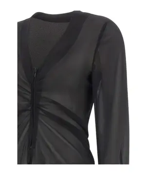 MAISON MARGIELA Sheer Gathered V-neck Top