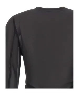 MAISON MARGIELA Sheer Gathered V-neck Top