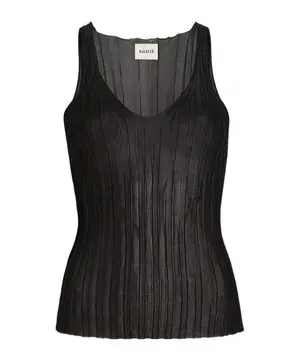 Khaite Ribbed V-neck Knit Top - Black