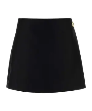 Balenciaga Mini Tailored Skort With Gold Metal Buckles - Black