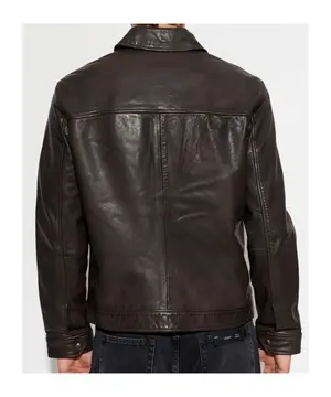 ALLSAINTS Collared Long-sleeved Leather Jacket