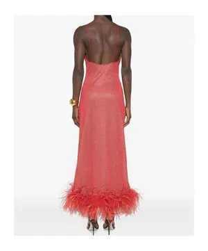 Oseree Feather Trimmed Maxi Dress