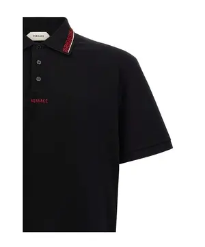 Versace Embroidered-logo Cotton Piqué Polo