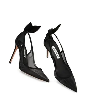 AQUAZZURA Bow Tie Mesh Heeled Pumps
