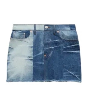 Kenzo Patchwork Denim Mini Skirt - Stonewashed Blue
