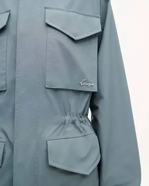 Kenzo Mid-length Drawstring Waist Windbreaker Jacket - Anthracite