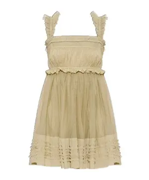 ALLSAINTS Angela Ruffled Mini Dress - Hazegreen