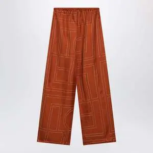 TOTEME Monogram Silk Pajama Trousers In Terracotta