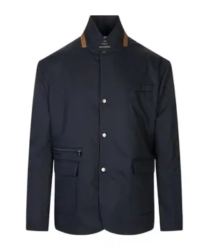 Kiton Stand-up Collar Casual Jacket - Black