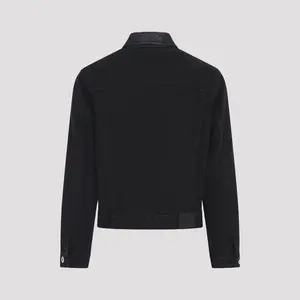 Bottega Veneta Faded Denim Jacket With Braided Leather Collar