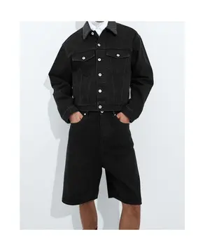 Bottega Veneta Faded Denim Jacket With Braided Leather Collar