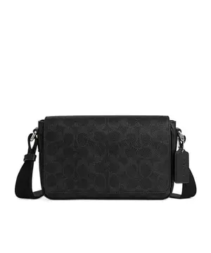 COACH Jack Small Flap Crossbody Bag In Signature Canvas - Black