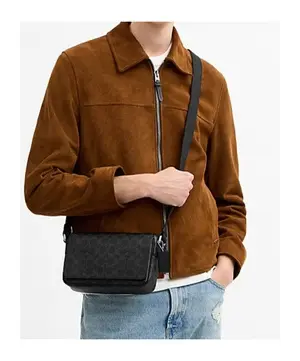COACH Signature Canvas Jack Small Flap Crossbody Bag