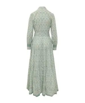 MC2 SAINT BARTH Long Sleeve Printed Maxi Dress