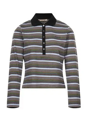 Marni Striped Long Sleeve Polo Top