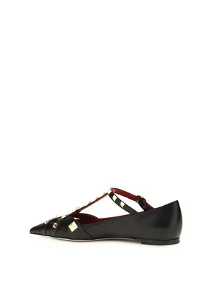 Valentino Garavani Rockstud Pointed Toe Flat Shoes