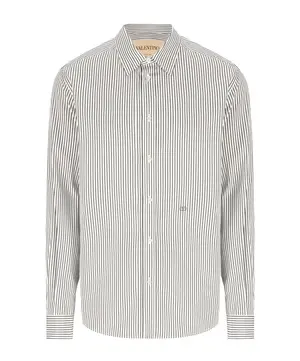Valentino Garavani Vlogo Embroidered Striped Shirt - No