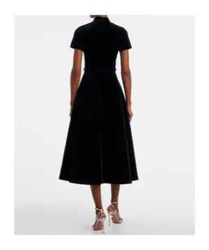 EMILIA WICKSTEAD Camilla Cotton Velvet Midi Dress - Black