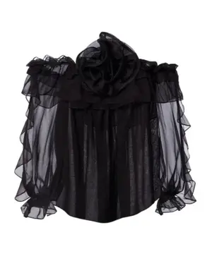 Carolina Herrera Floral-appliqué Silk Tulle Top - Black