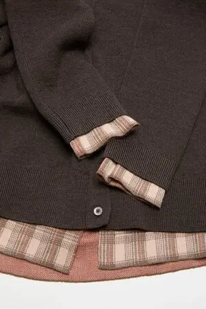 Acne Studios Wool Cardigan With Plaid Detail - Black