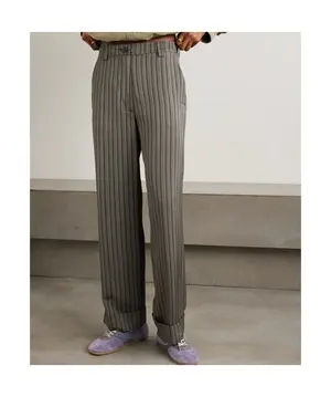 Dries Van Noten Striped Ribbed Woven Wide-leg Casual Pants