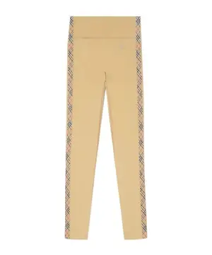 Burberry Check Trim Stretch Nylon Leggings - Light Brown