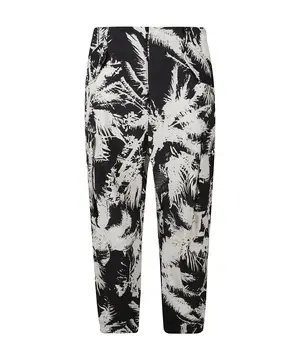 LANEUS Printed Multi-pockets Cotton Trousers