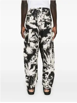 LANEUS Printed Multi-pockets Cotton Trousers