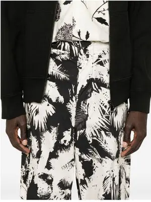 LANEUS Printed Multi-pockets Cotton Trousers